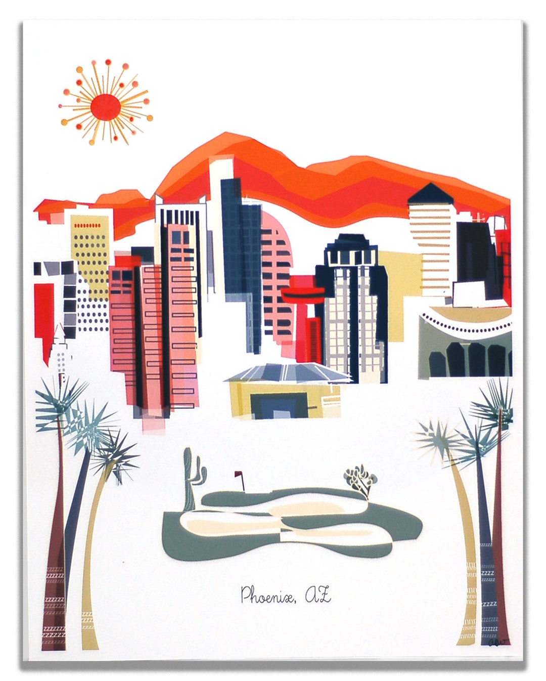 Phoenix, AZ City Print - Etsy
