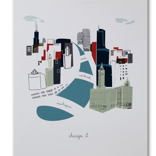 Chicago IL 3D City Wall Art 13x13 3D City - Etsy