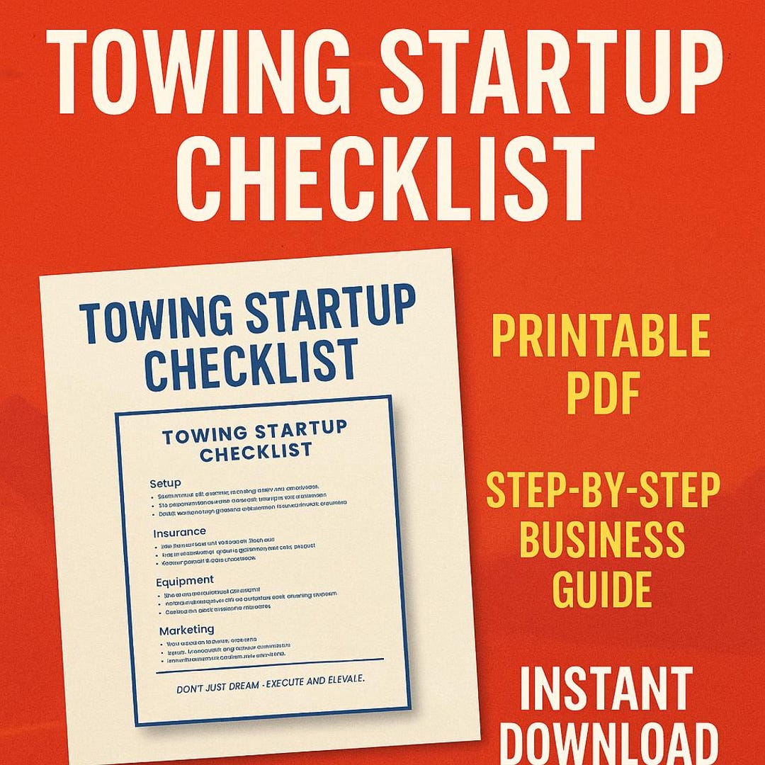 Towing Startup Checklist Printable PDF Start Your Towing Business Step ...
