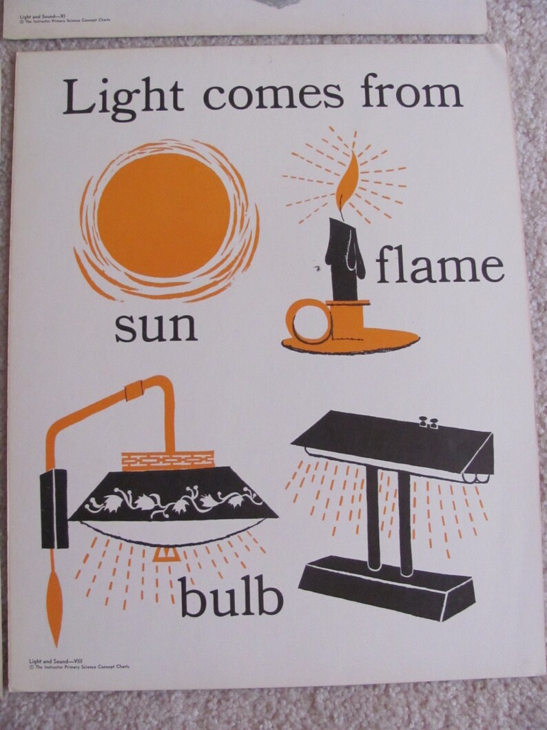 Vintage Illustrated Large Flash Card Science Poster -- 11" X 14" Your ...