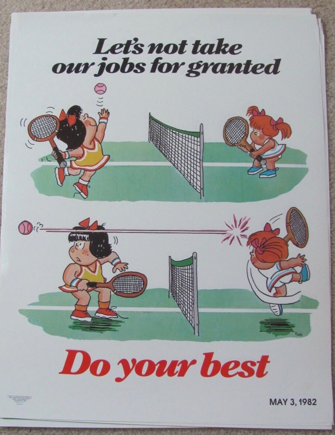 1980's Vintage Safety Workplace Inspirational Cartoon Poster 17" X 22 ...
