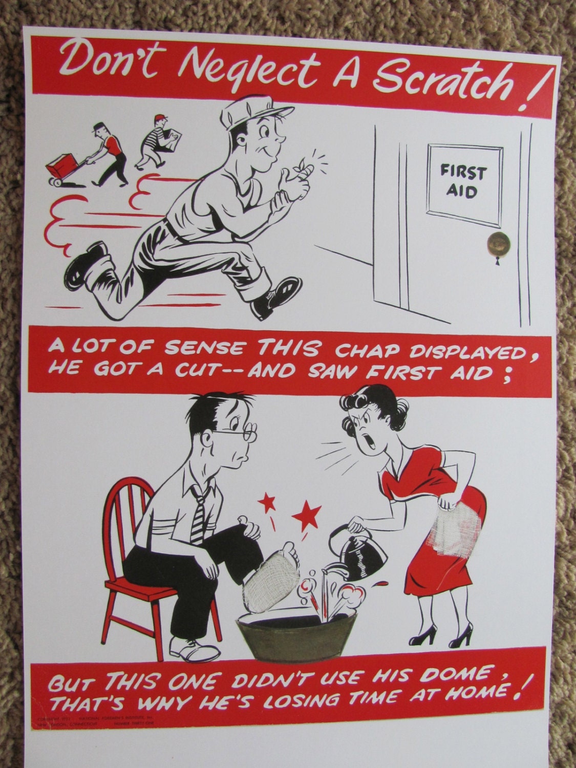 Poster Don't Neglect a Scratch - Retro Vintage Safety Poster -- Circa ...
