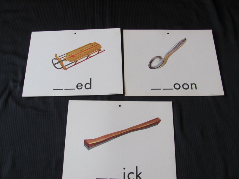 Large Retro School Poster Flash Card Consonants Choice of Stick Sled ...