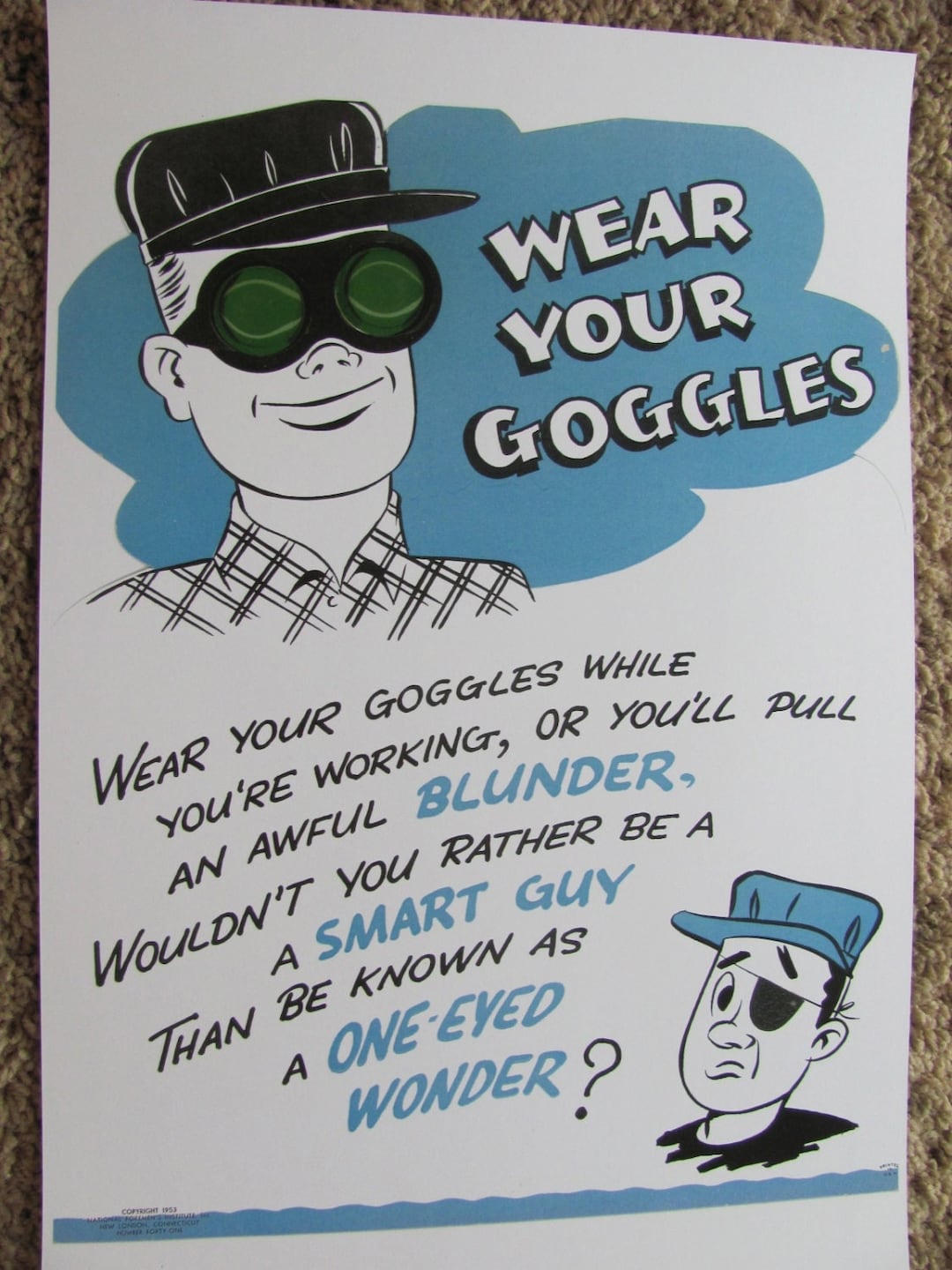 Poster Wear Your Goggles - Retro Vintage Safety Inspriational Work ...