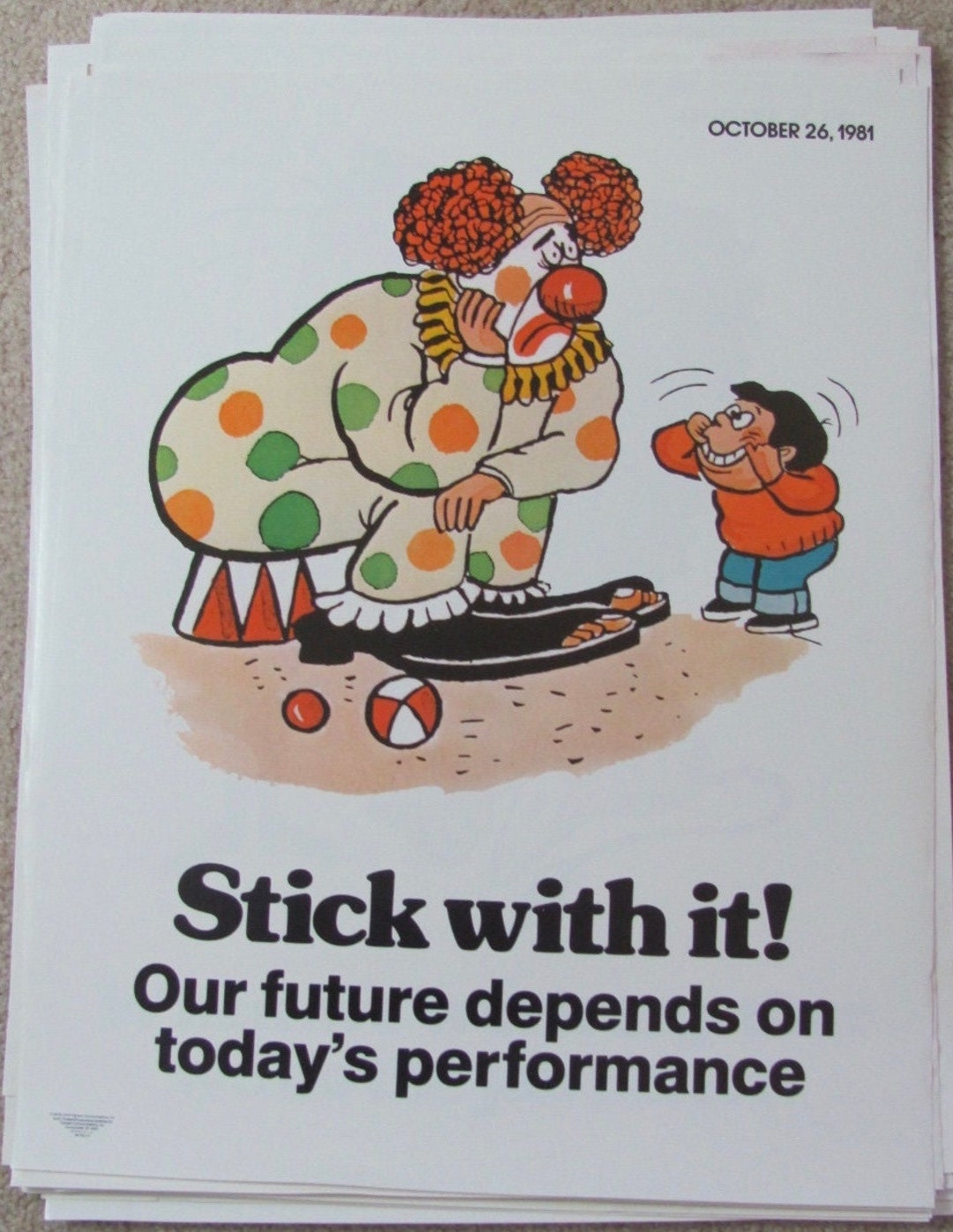 1980's Vintage Safety Workplace Inspirational Cartoon Poster 17" X 22 ...