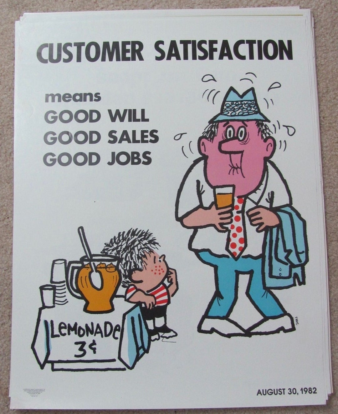 1980's Vintage Safety Workplace Inspirational Cartoon Poster 17" X 22 ...