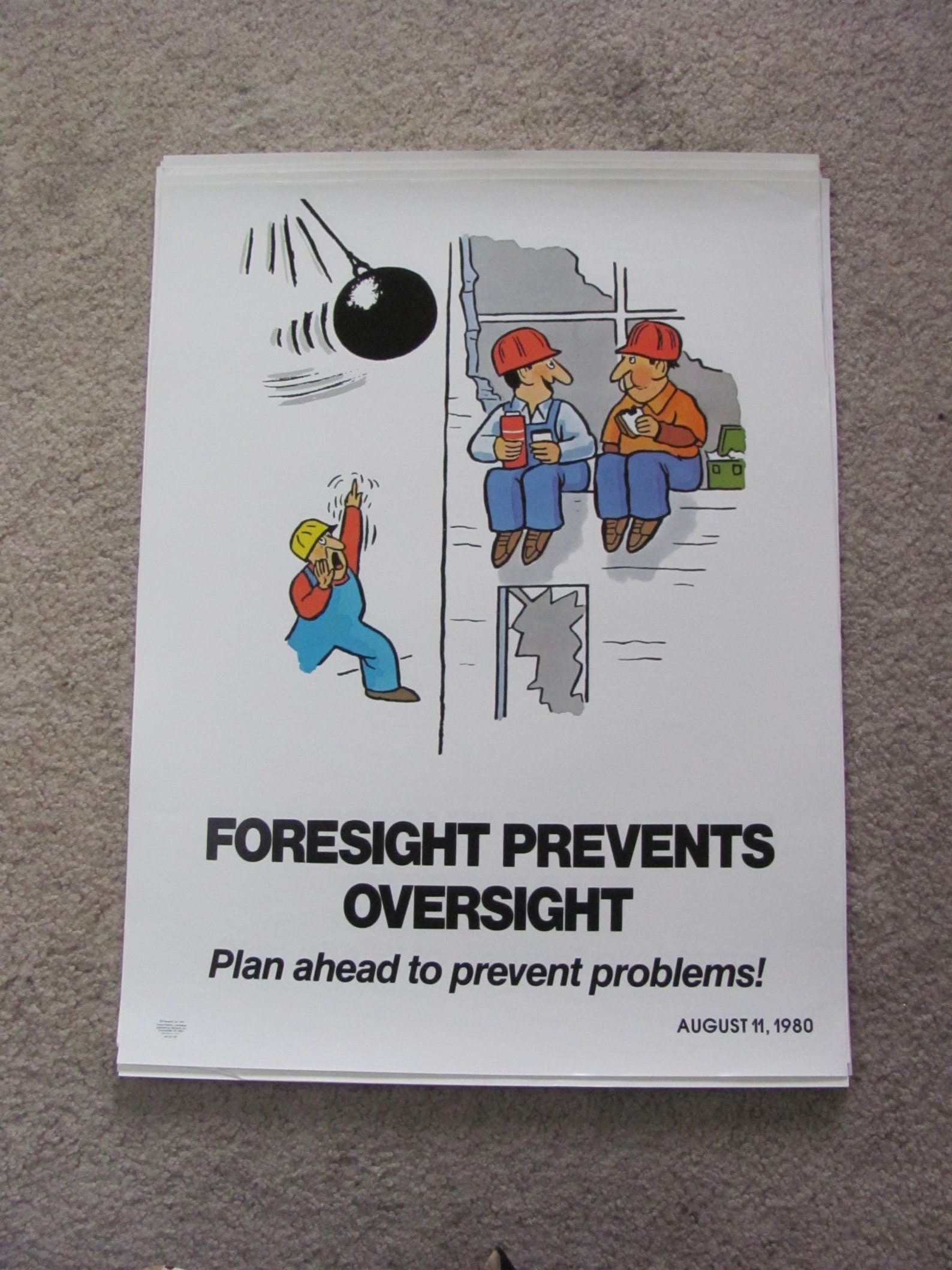 1980 Vintage Safety Workplace Inspirational Cartoon Poster - Etsy