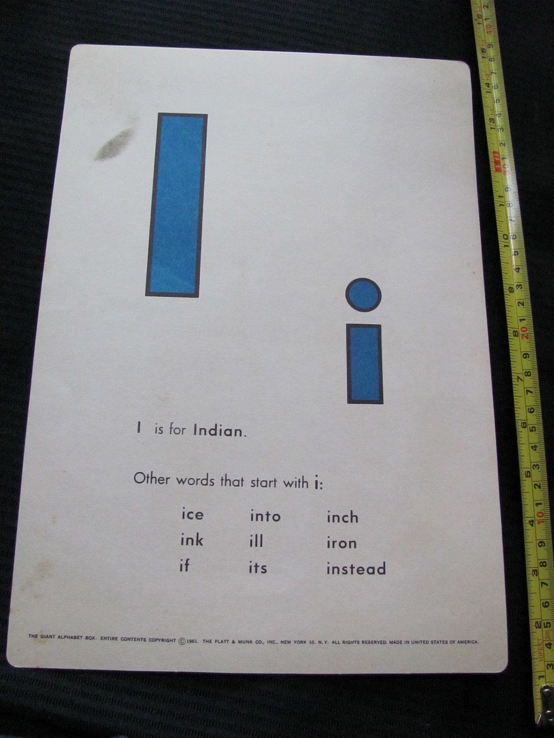 Large Illustrated School Flash Card Poster - Alphabet Letter - I Indian ...