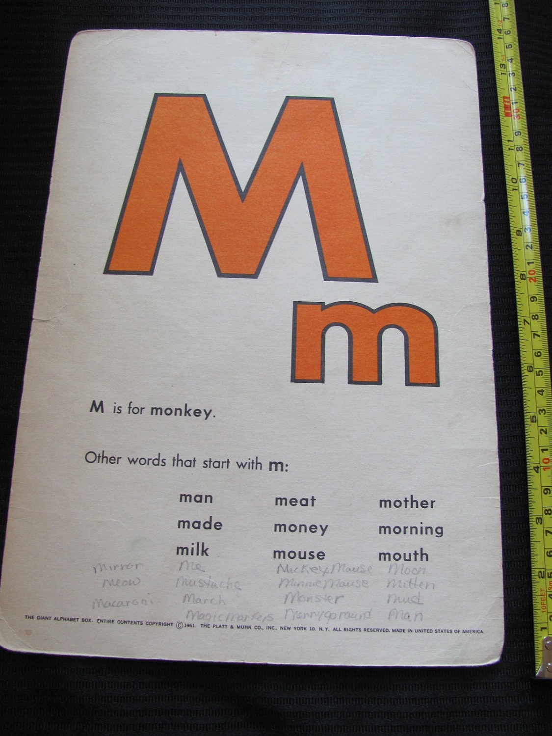 Large Illustrated School Flash Card Poster - Alphabet Letter - M Monkey ...