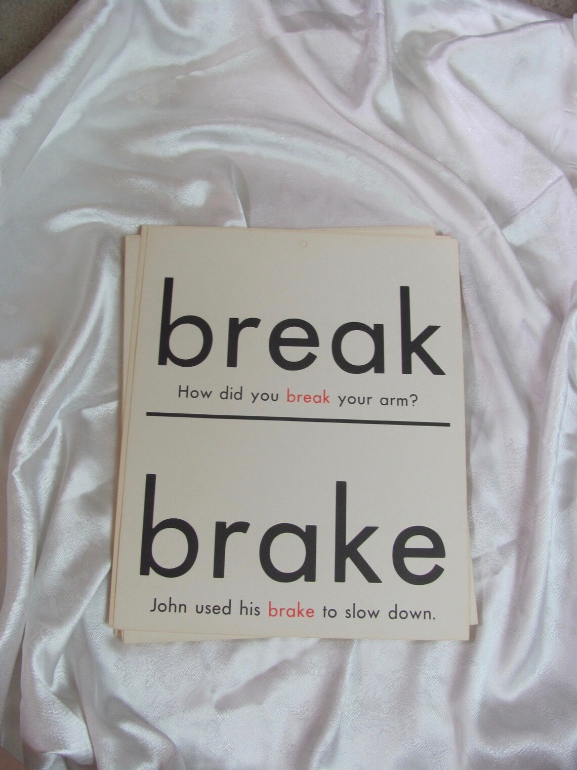 Vintage Homonym Words School Classroom Educational Flash Card 2 Sided ...