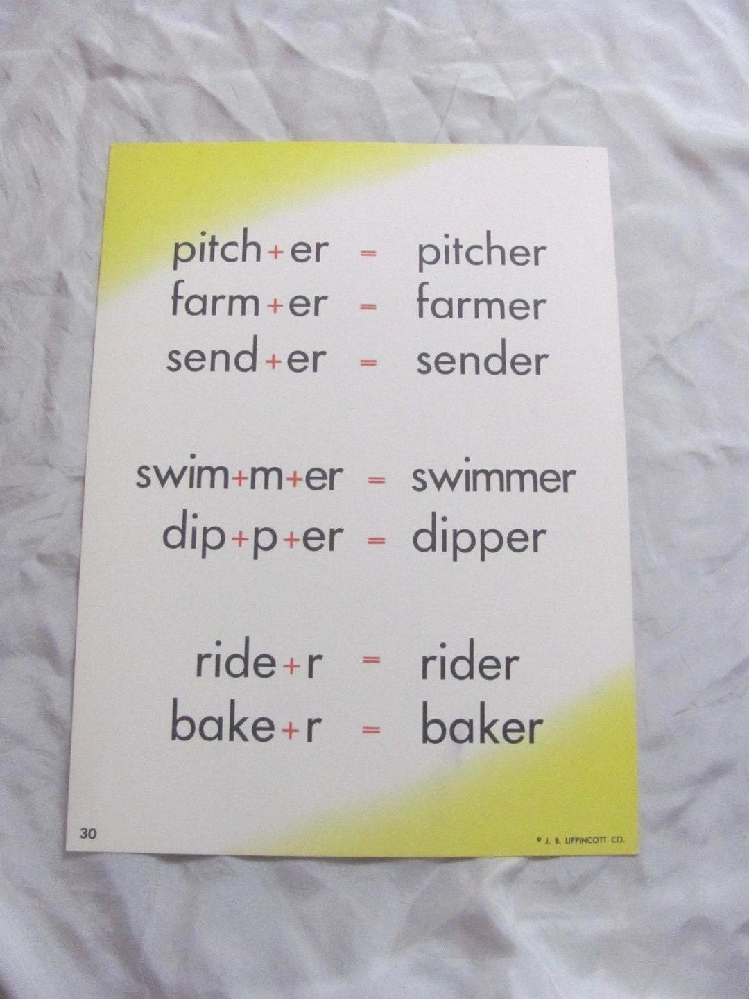 Flash Card Vintage Large Colorful School Alphabet Phonics Illustrated ...