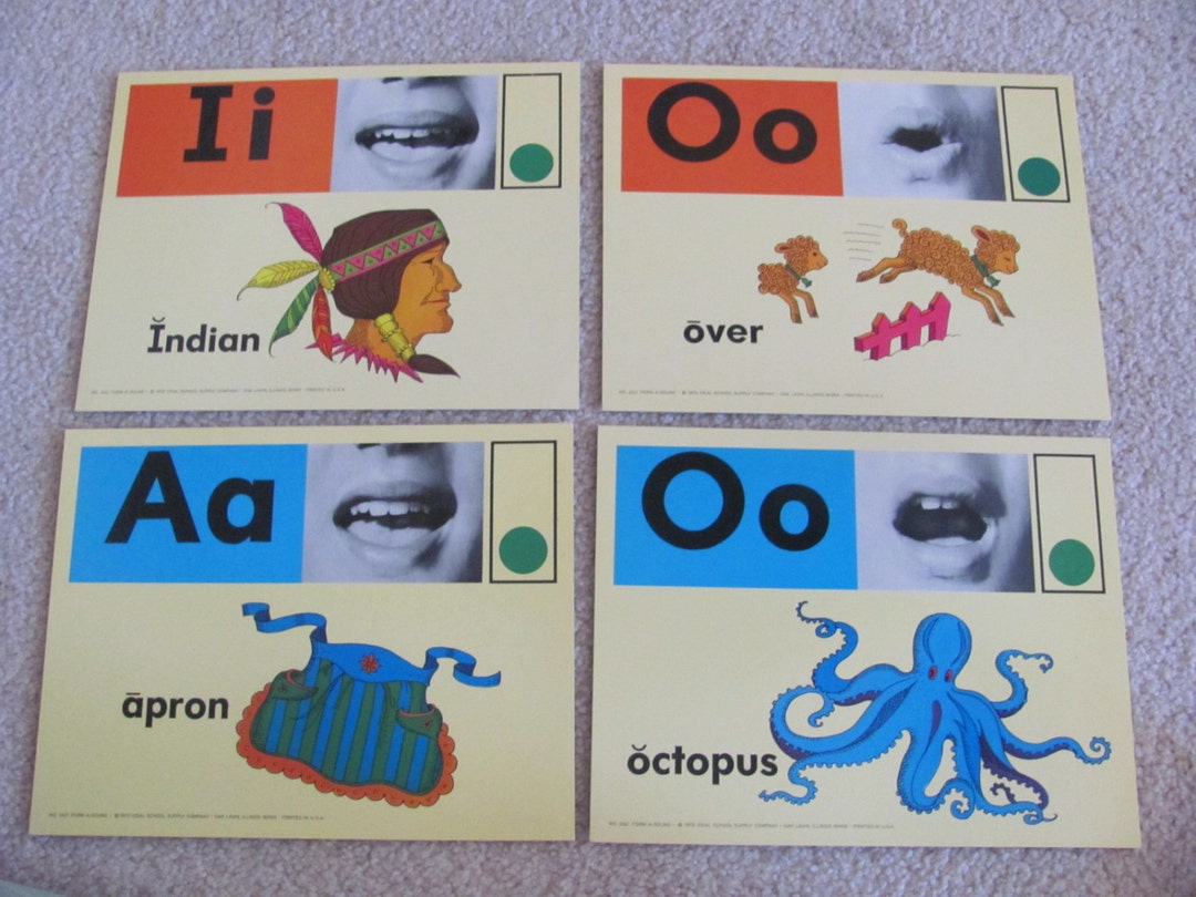 Large Phonics Flash Card Poster - Circa 1972 - Over Octopus - Etsy