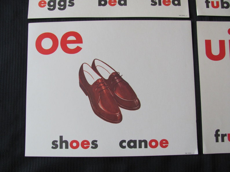Old School Large Flash Card Poster - Vowels - Choice of Tube Shoes ...