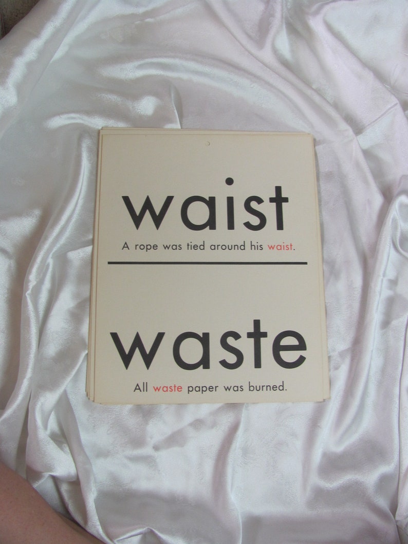 Vintage Homonym Words School Classroom Educational Flash Card 2 Sided ...