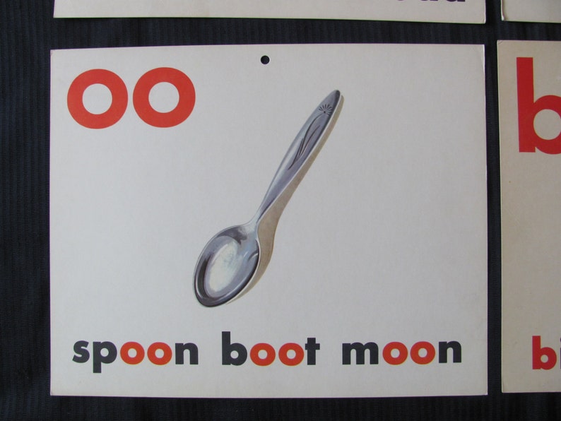 Vintage Old School Large Flash Card Illustrated Picture Classroom ...