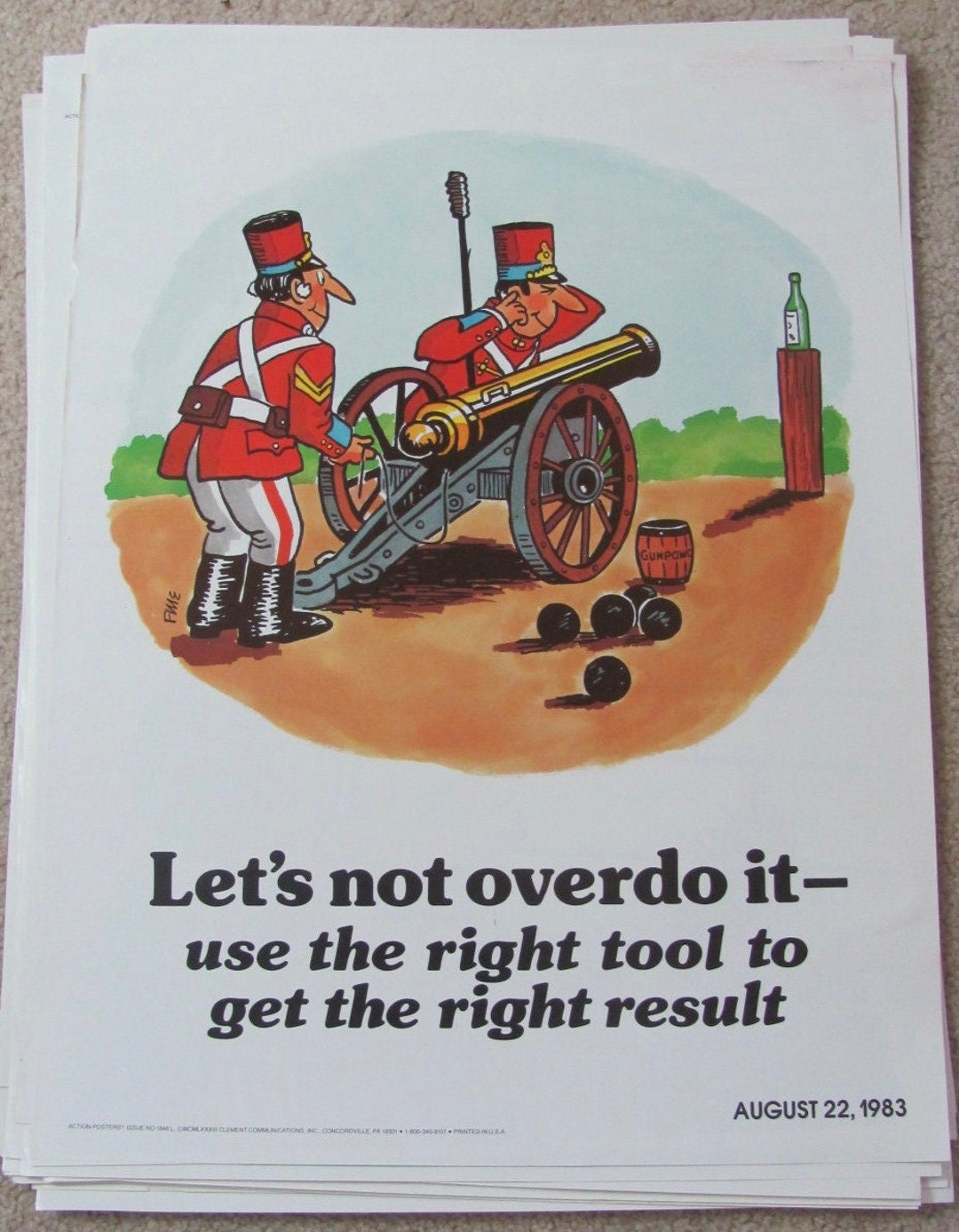 1980's Vintage Safety Workplace Inspirational Cartoon Poster 17" X 22 ...