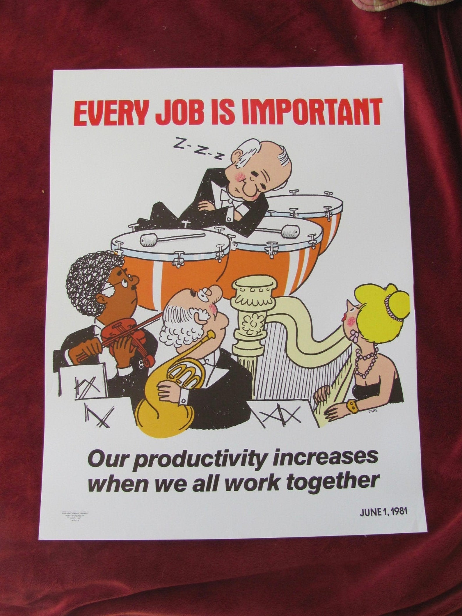 1980's Vintage Safety Workplace Inspirational Cartoon Poster 17 X 23 ...