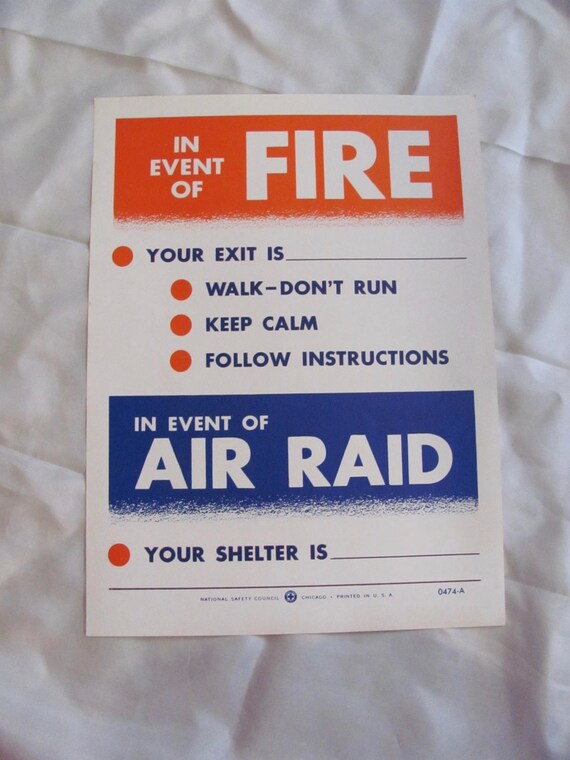 Poster Retro Vintage Safety Poster Circa 1950s Fire Air | Etsy