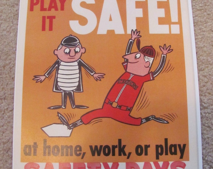 Poster Play It Safe - Retro Vintage Safety Inspirational Poster ...