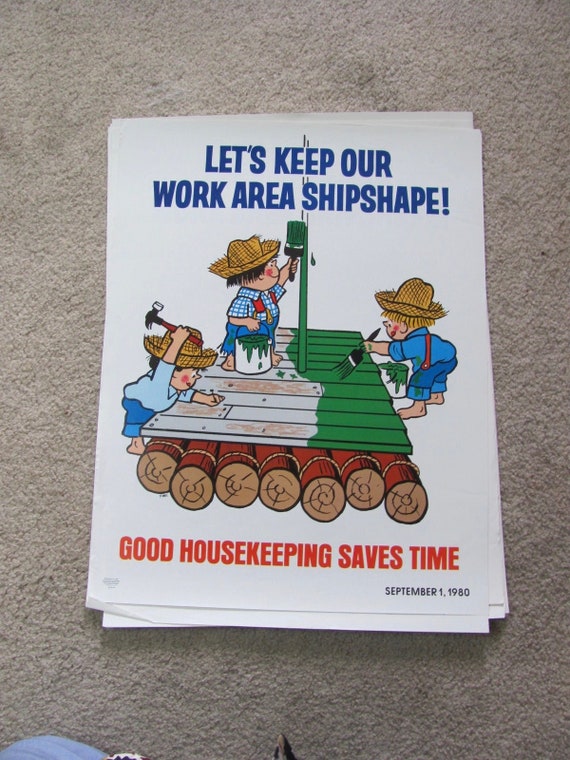 1980 Vintage Safety Workplace Inspirational Cartoon Poster | Etsy