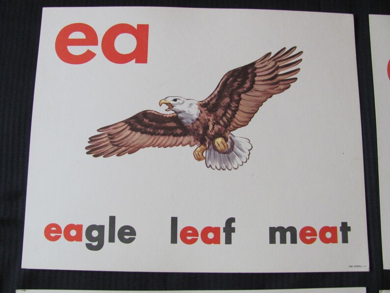 Old School Large Flash Card Poster - Vowels - Choice of Bell Umbrella ...