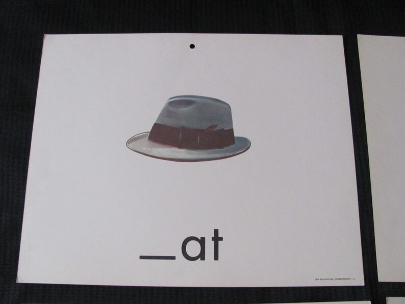 Vintage Old School Large Flash Card - Consonants - Choice of Hat Kettle ...