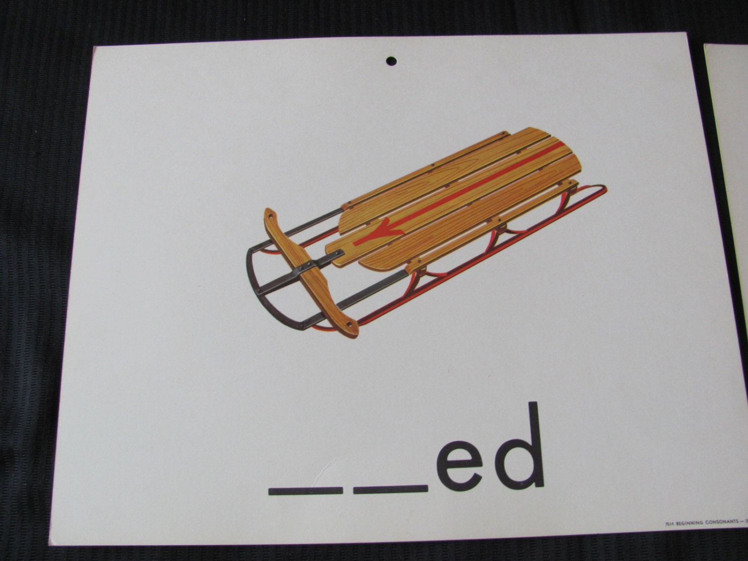 Large Retro School Poster Flash Card Consonants Choice of Stick Sled ...