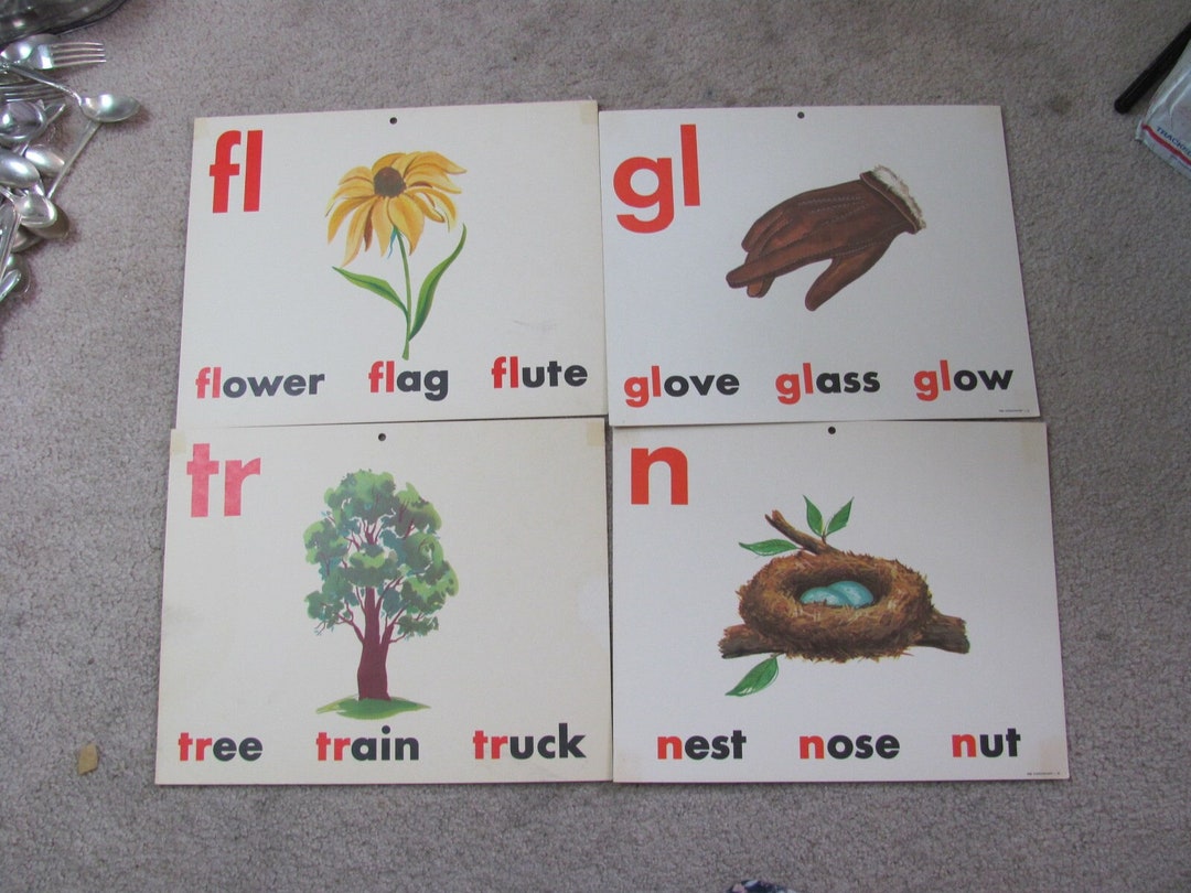 Vintage Old School Large Flash Card - Vowels Consonants - Choice of ...