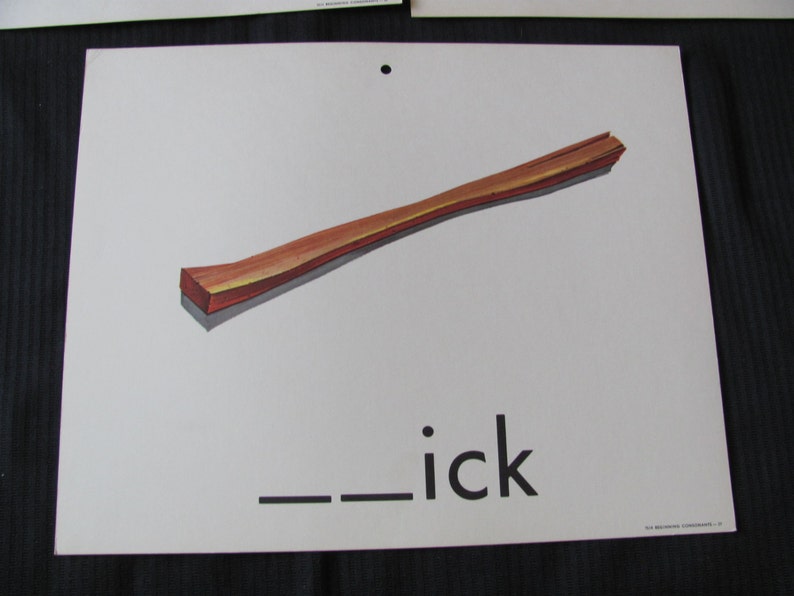 Large Retro School Poster Flash Card Consonants Choice of Stick Sled ...