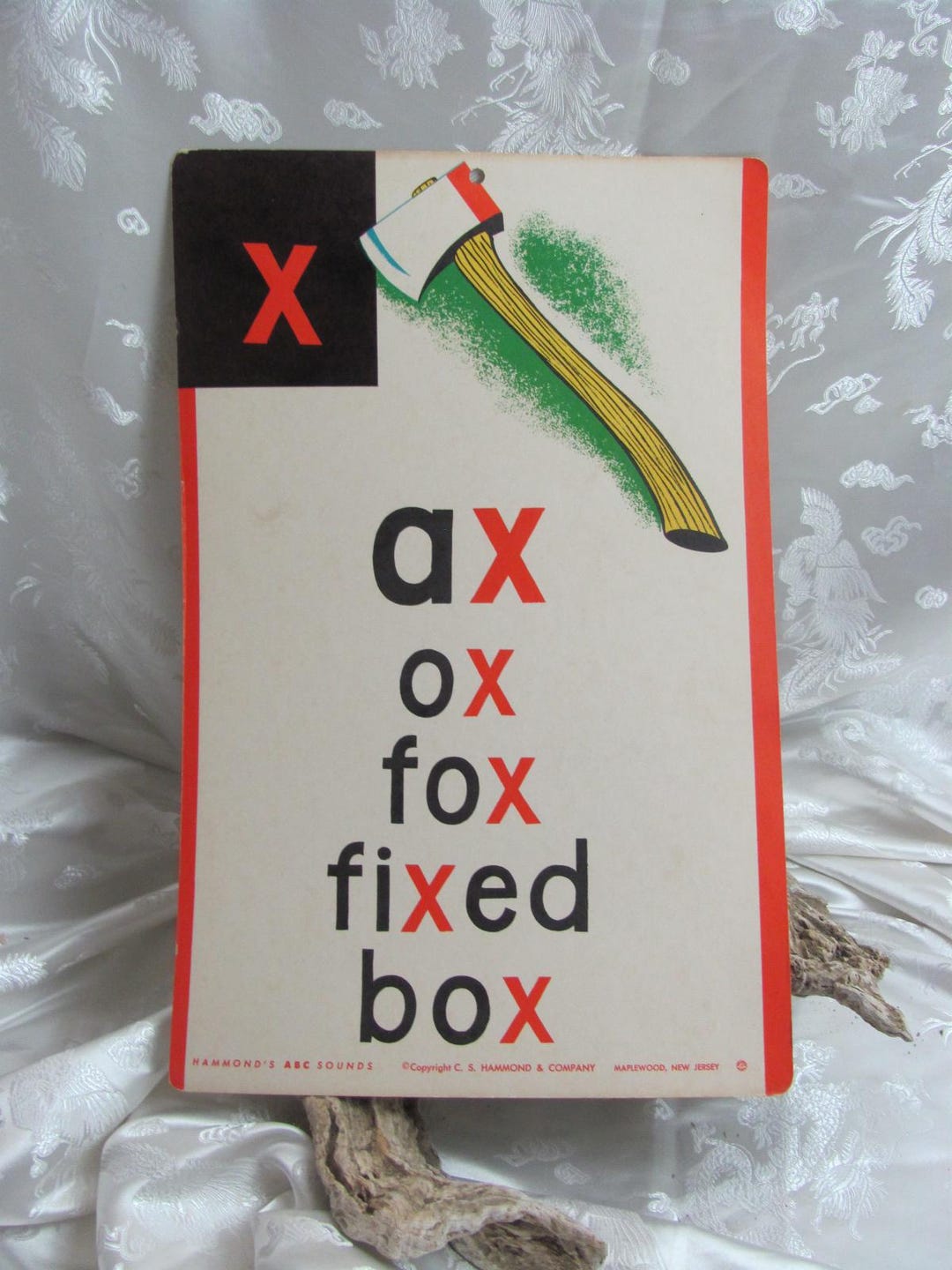 AX Vintage Illustrated School Flash Card Poster Vowel Abc's Alphabet ...