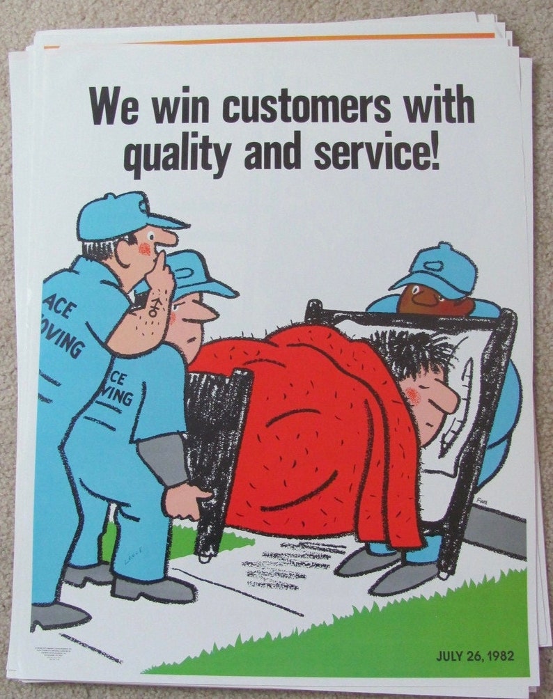 1980's Vintage Safety Workplace Inspirational Cartoon Poster 17" X 22 ...
