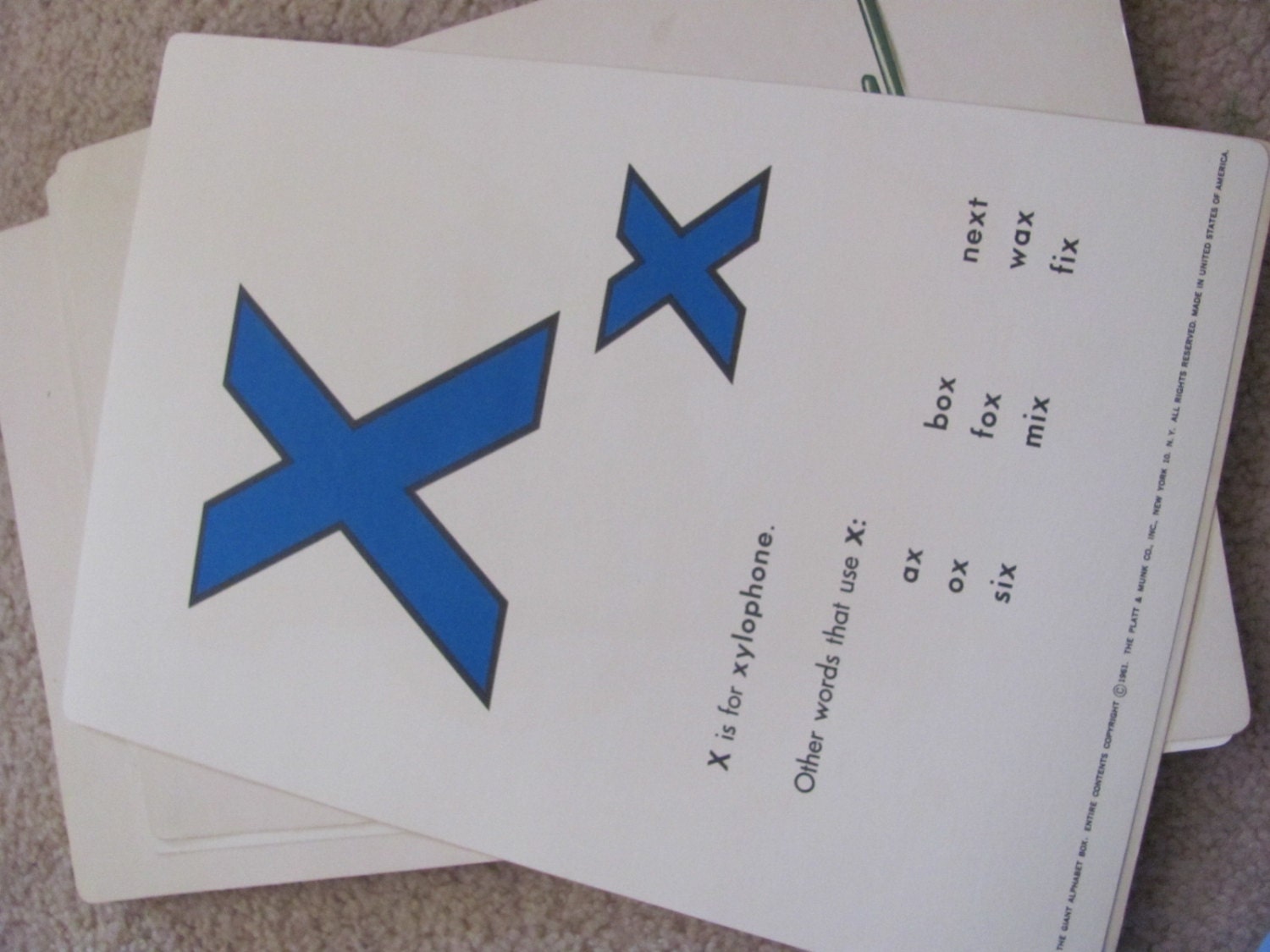 Large Illustrated School Flash Card Poster Alphabet Letter X Xylophone ...