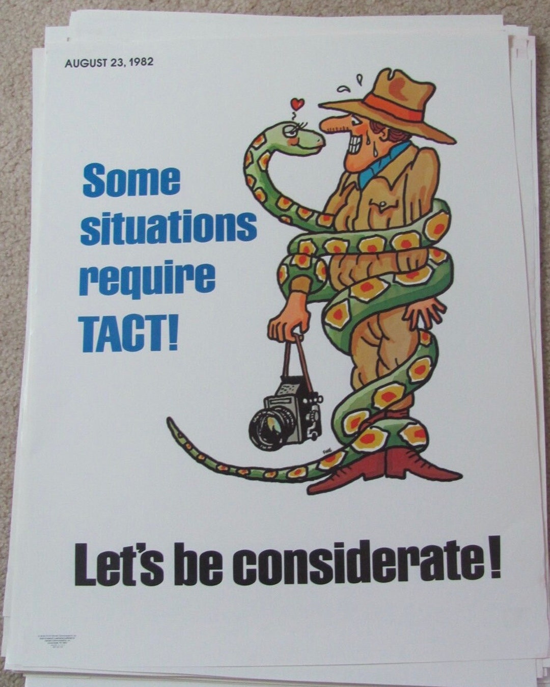 1980's Vintage Safety Workplace Inspirational Cartoon Poster 17" X 22 ...