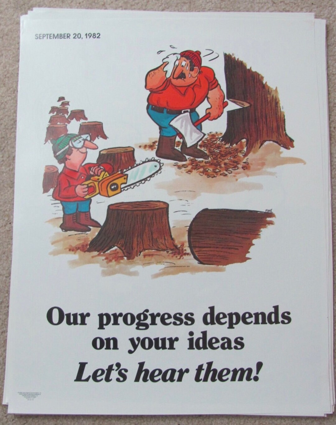 1980's Vintage Safety Workplace Inspirational Cartoon Poster 17" X 22 ...