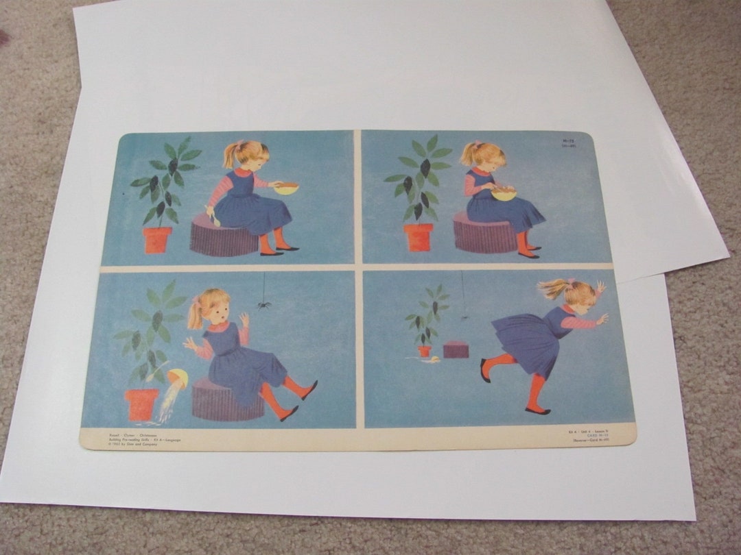 Vintage Illustrated School Flash Card Poster Print Reading - Etsy
