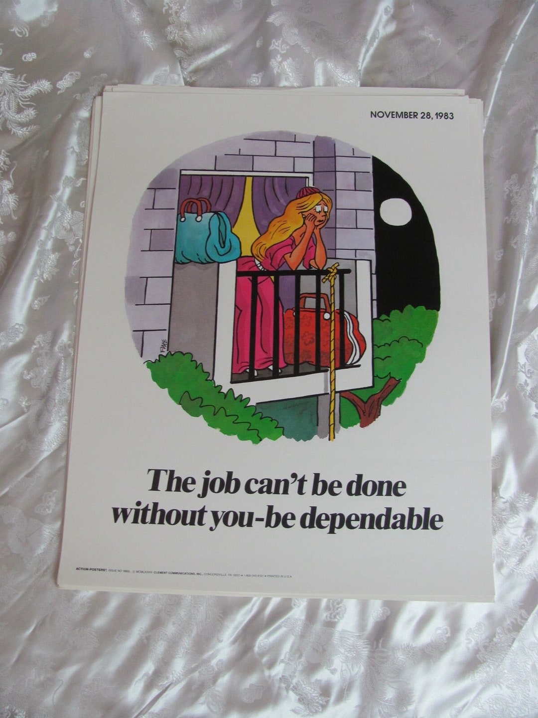 1980's Vintage Safety Workplace Inspirational Cartoon Poster 17" X 22 ...