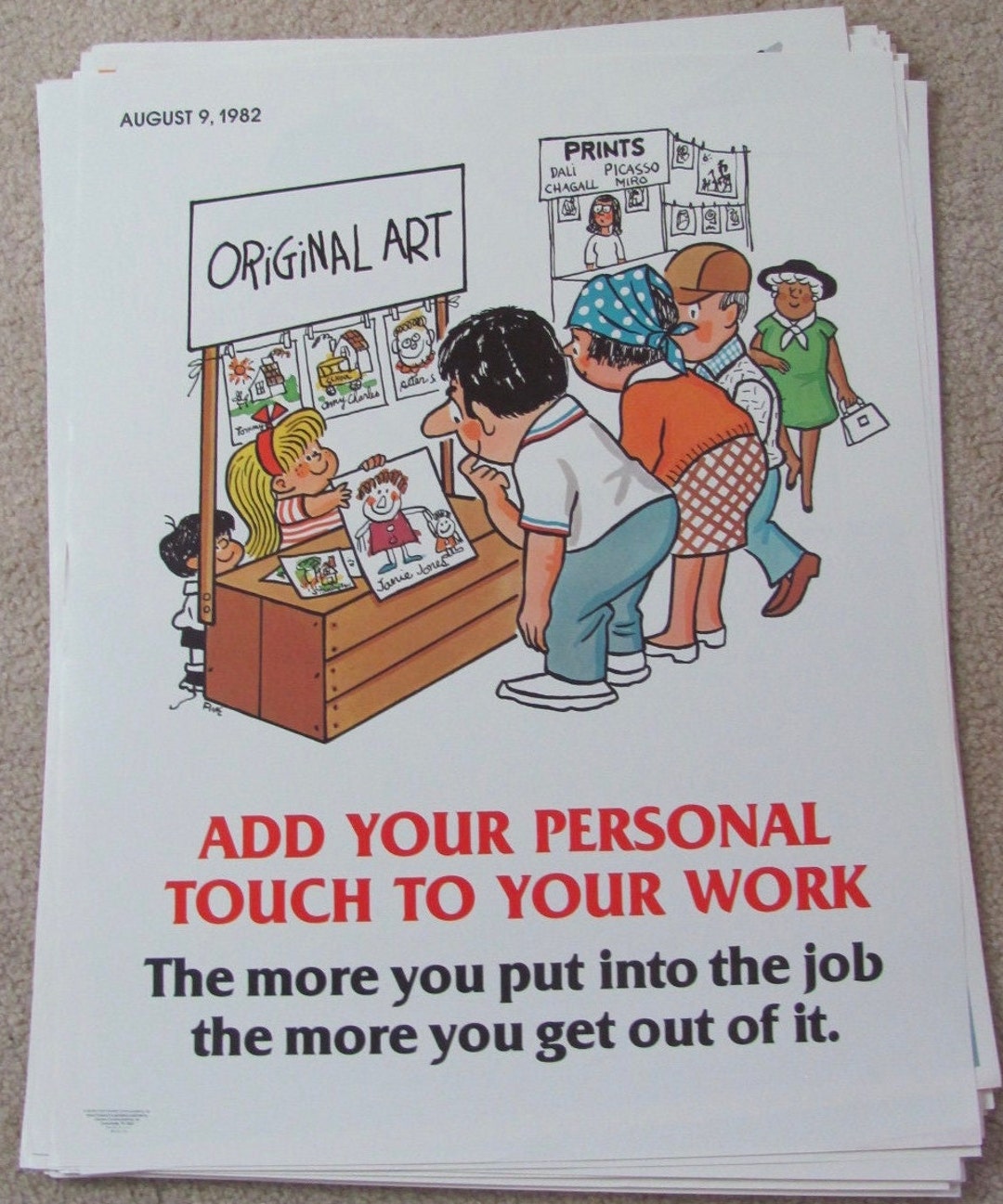 1980's Vintage Safety Workplace Inspirational Cartoon Poster 17" X 22 ...