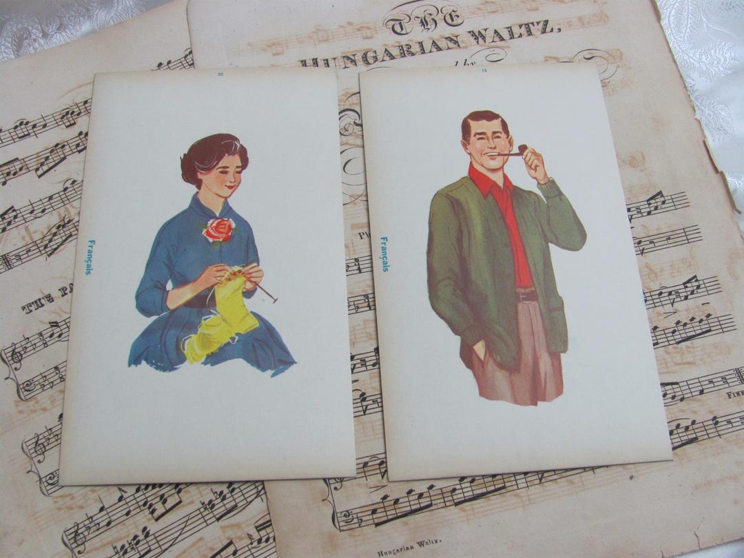 Vintage French Flash Card Illustrated Picture Mid Century Classroom ...