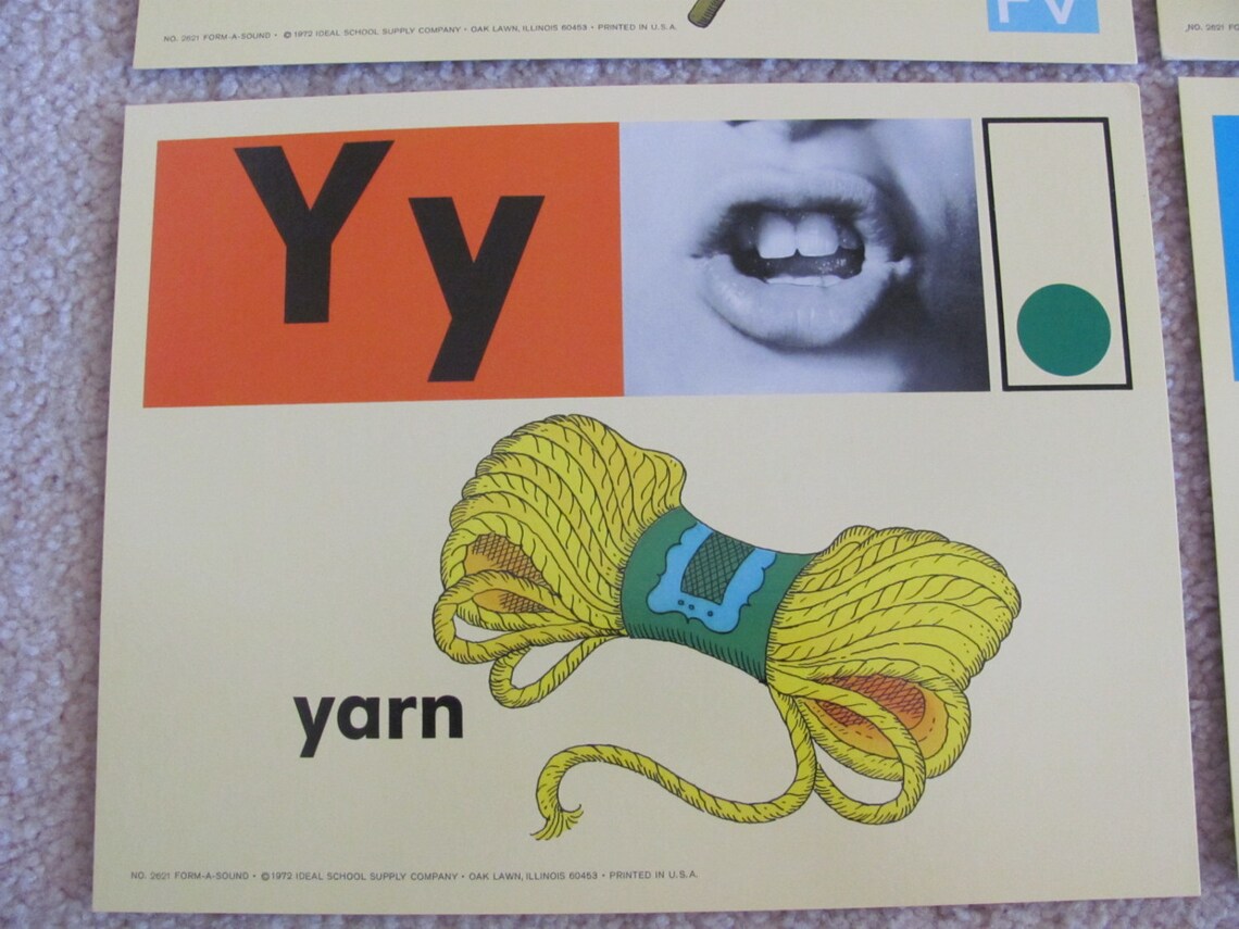Large Phonics Picture Flash Card - Circa 1972 Yarn Violin Box Zebra - Etsy