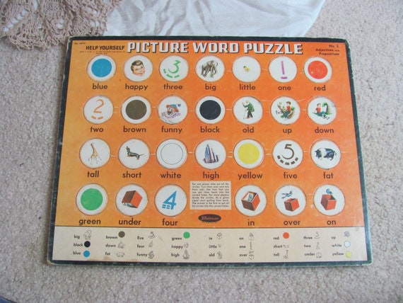 Picture Word Puzzle Adjective Vintage Whitman 1958 Help Yourself ...