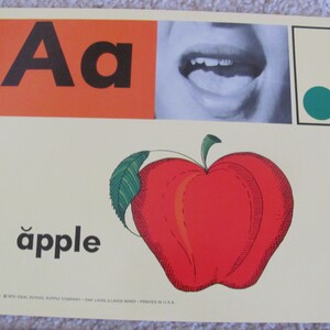 Large Phonics Picture Flash Card Poster - Circa 1972 - Chair Apple Baby ...