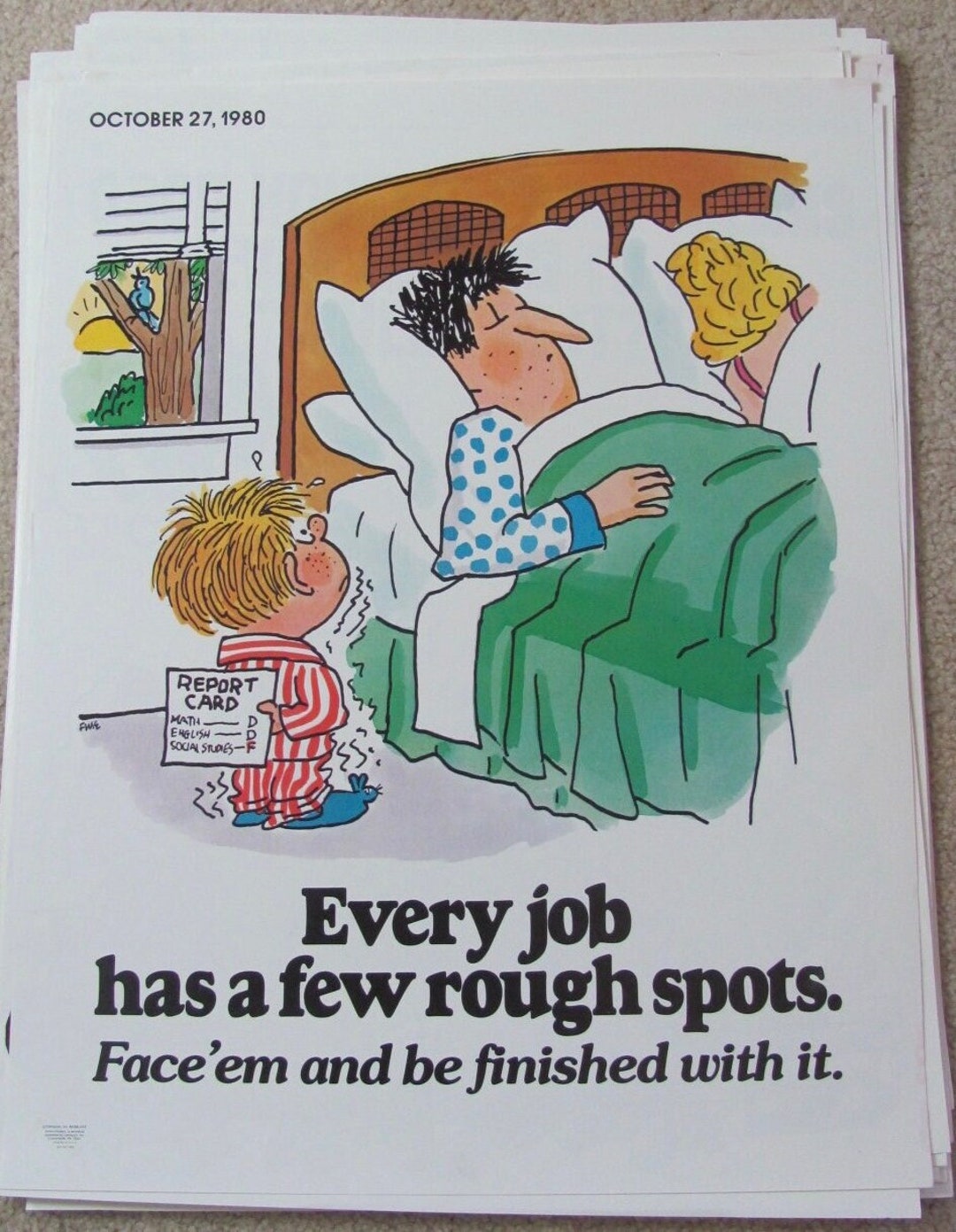 1980's Vintage Safety Workplace Inspirational Cartoon Poster 17" X 22 ...