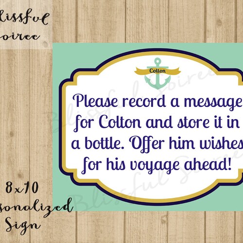 Nautical Baby Shower Messages Anchor Message in a Bottle Sign - Etsy