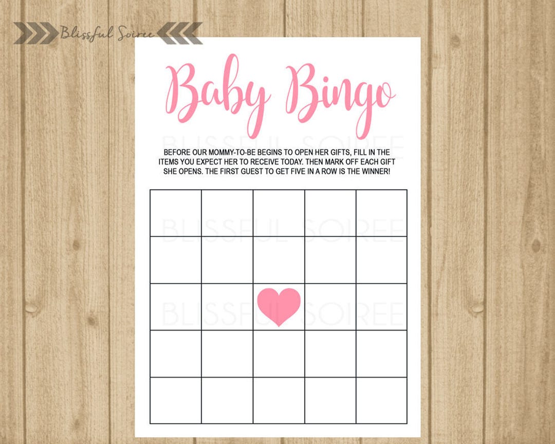 Pink Baby Shower Bingo | Baby Bingo | Baby Shower Game | Pink Baby ...