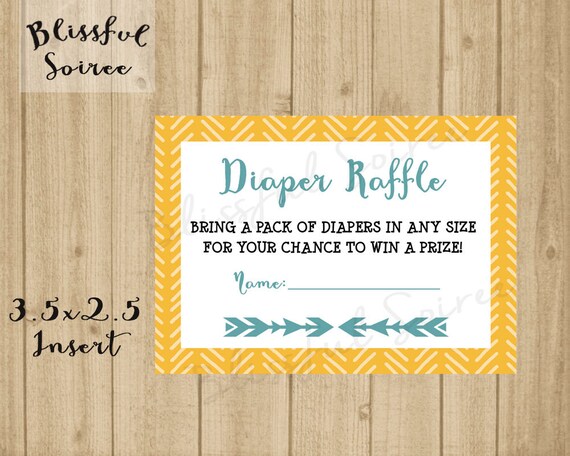 Diaper Raffle Insert Card Baby Shower Raffle Invite Insert | Etsy