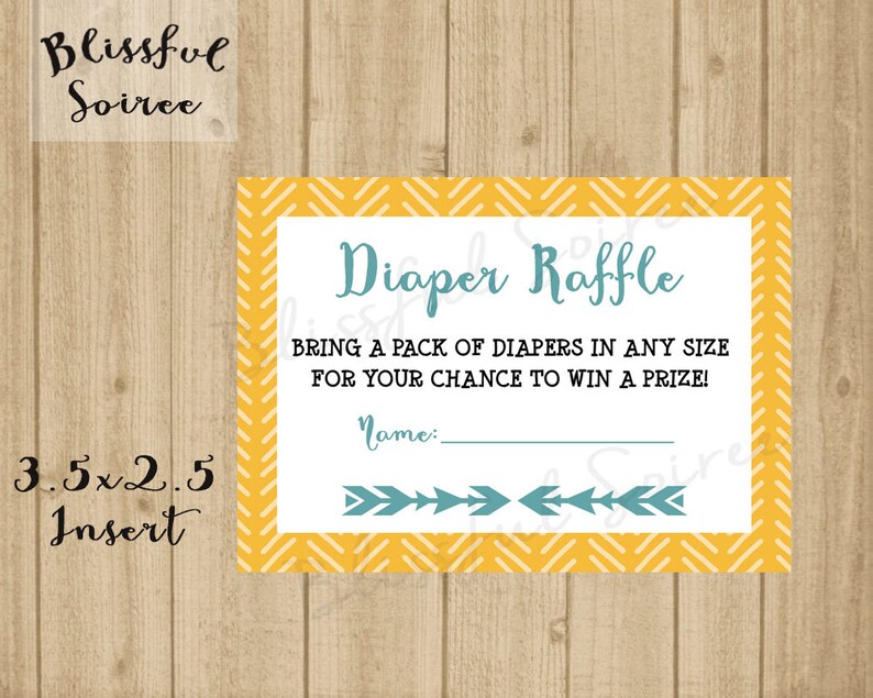 Diaper Raffle Insert Card Baby Shower Raffle Invite Insert - Etsy