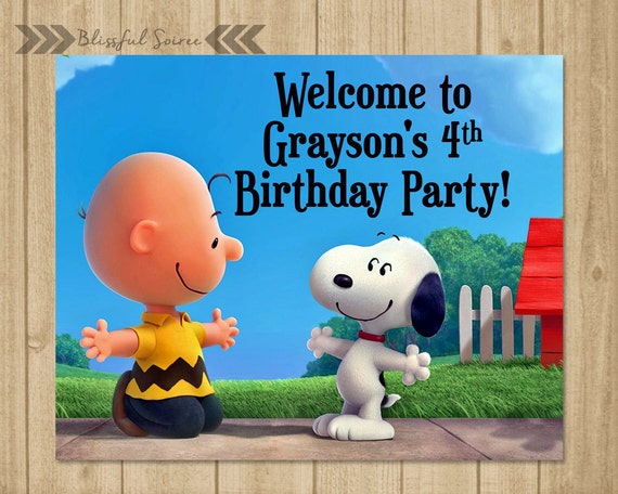Peanuts Birthday Welcome Sign Peanuts Movie Birthday Sign | Etsy