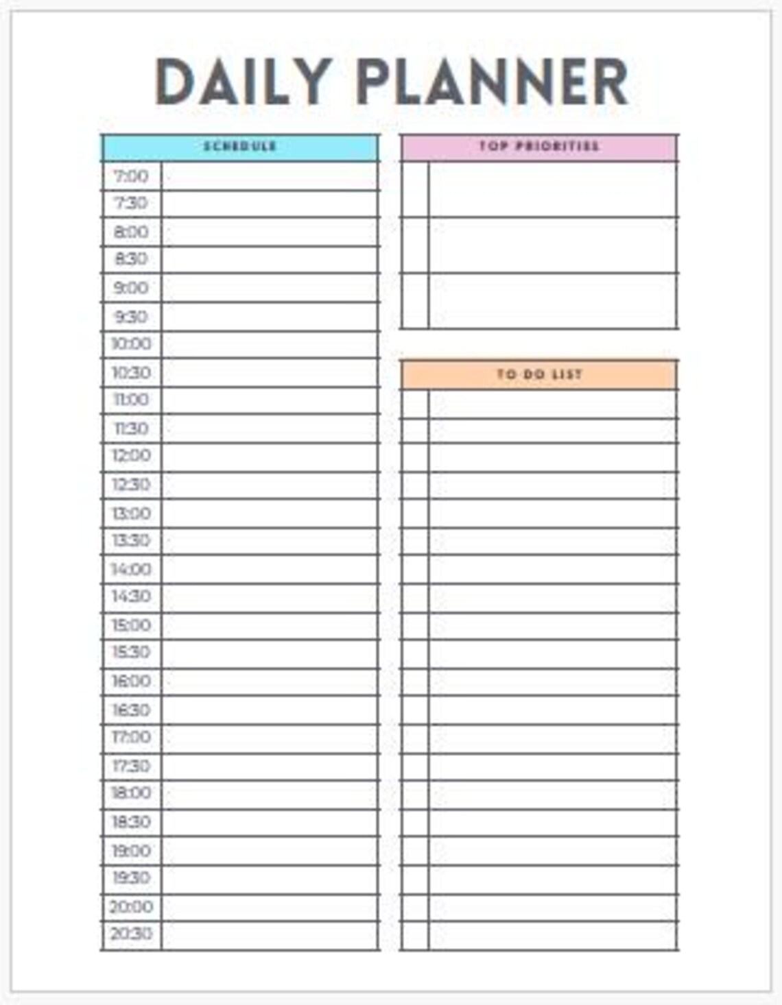 Daily Planner Printable | Minimalist 24‑hour Schedule A4 & Letter ...
