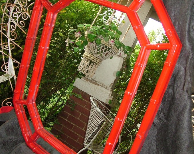 Red or CHOOSE Color for Faux Bamboo Wall Mirror Solid Wood 32 - Etsy