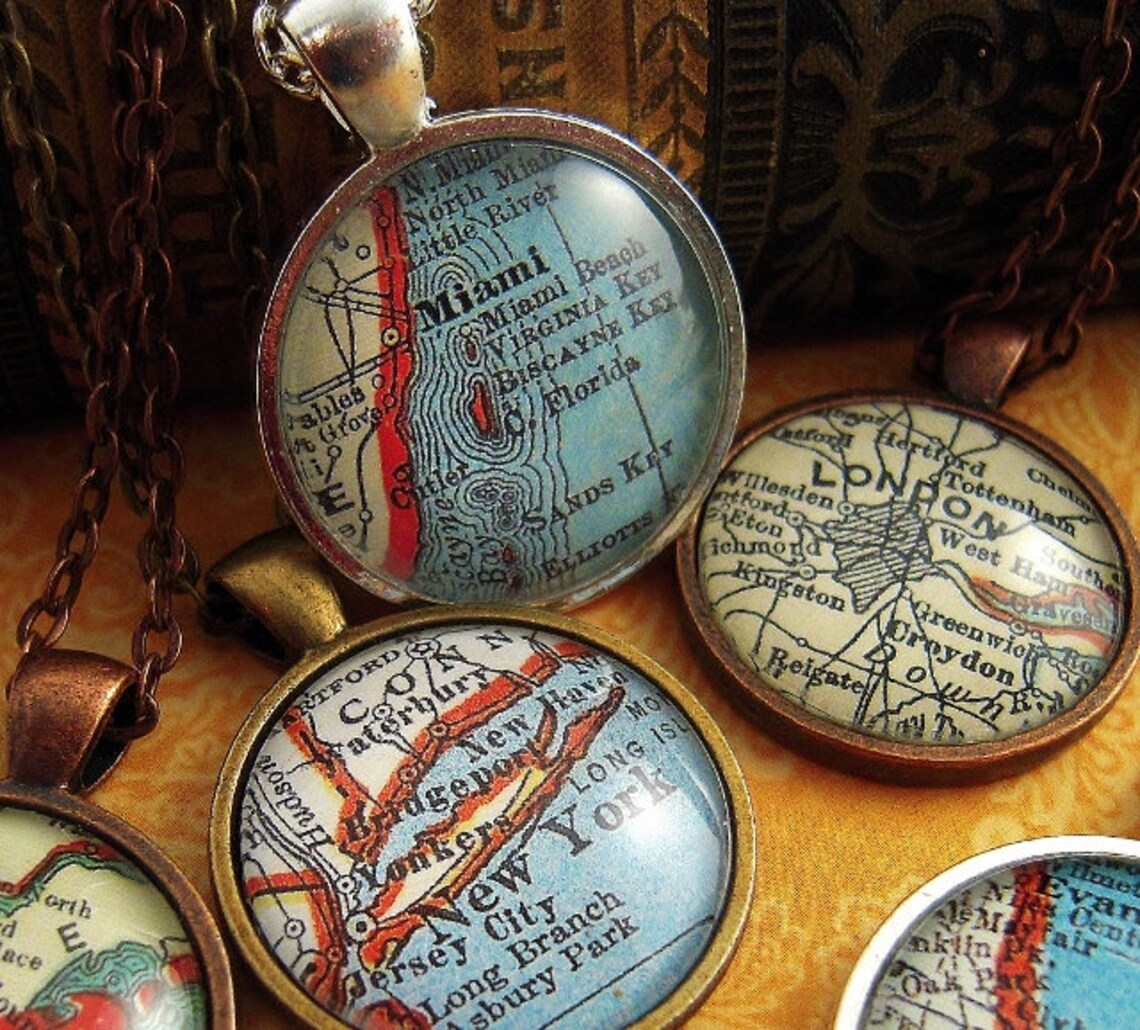 Custom Map Jewelry You Choose Worldwide City Location Map | Etsy